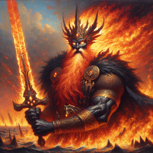 Surtr, the fire giant commander during Ragnarok